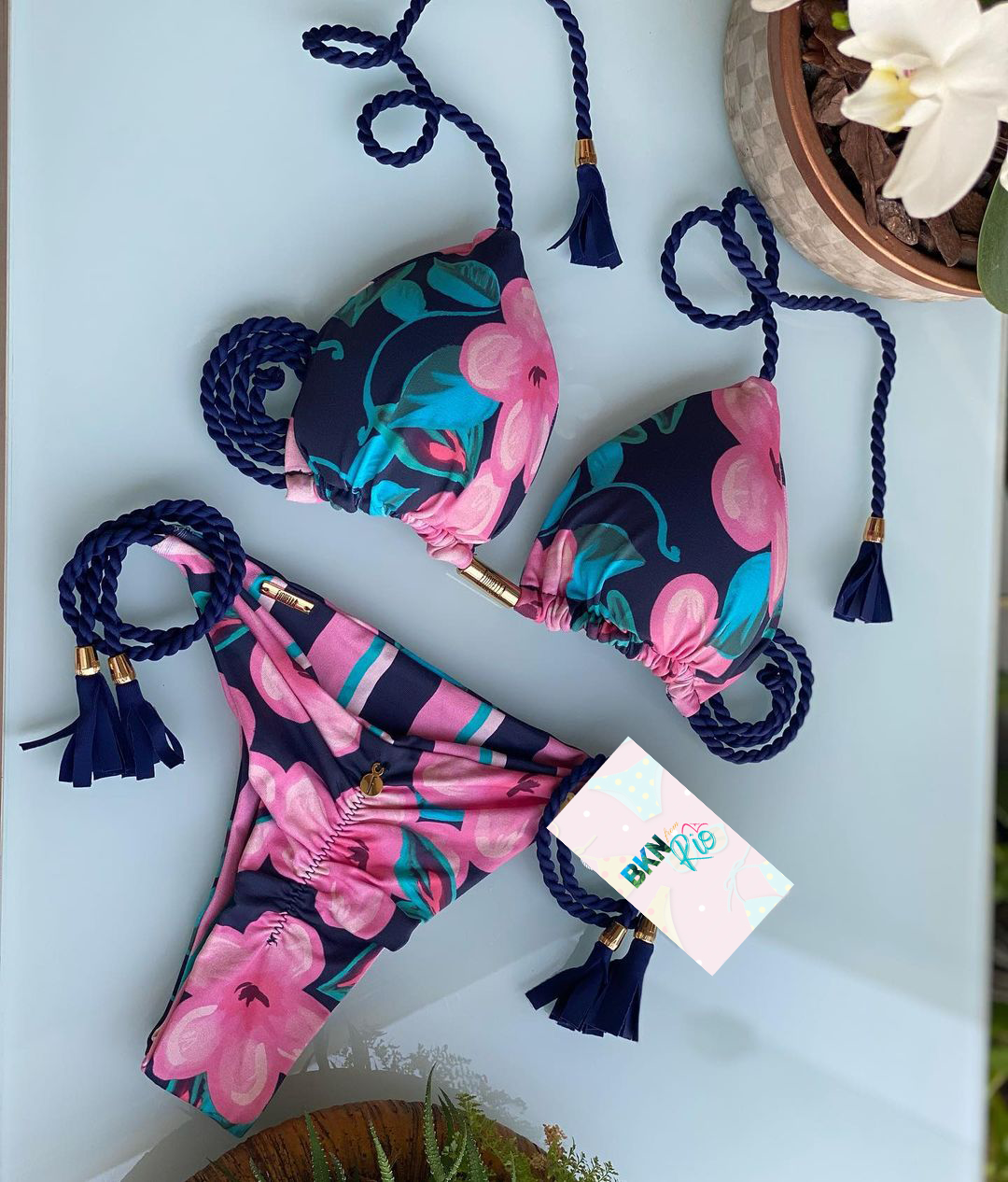 Brazilian Triangle Bikini | Tie Side Bikini Bottom | Floral – BKN FROM ...